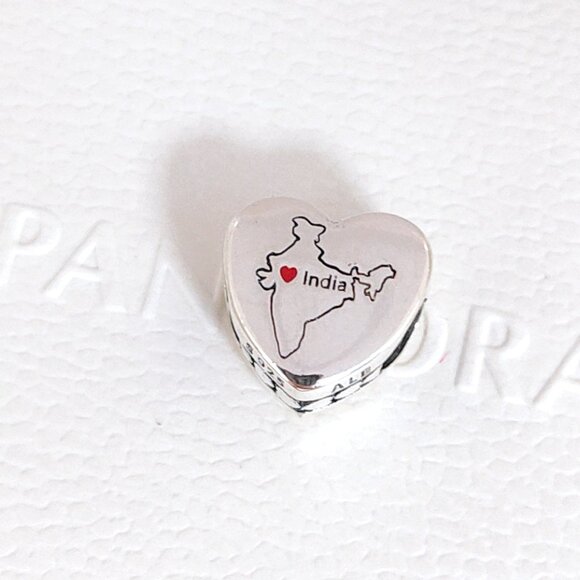 Pandora | Jewelry | Pandora India Map Heart Charm Bead S925 Silver With ...